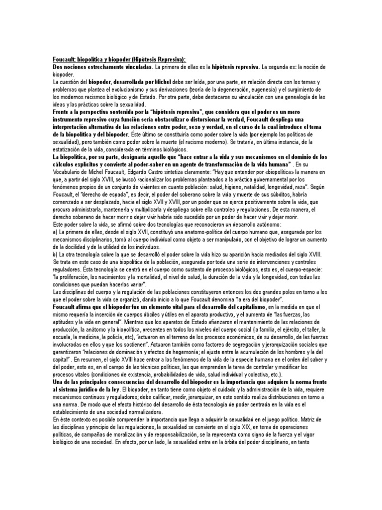 Biopoder y Biopolítica | PDF | Michel Foucault | La sexualidad humana