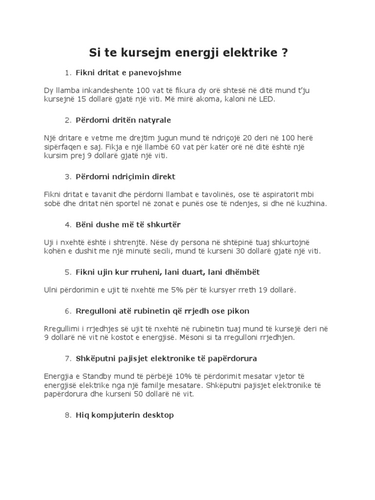 Si Te Kursejm Energji Elektrike | PDF