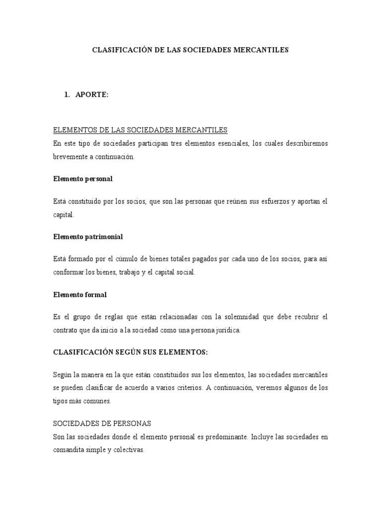 Clasificacion de Sociedades Mercantiles-Foro | PDF | Sociedad de responsabilidad limitada ...