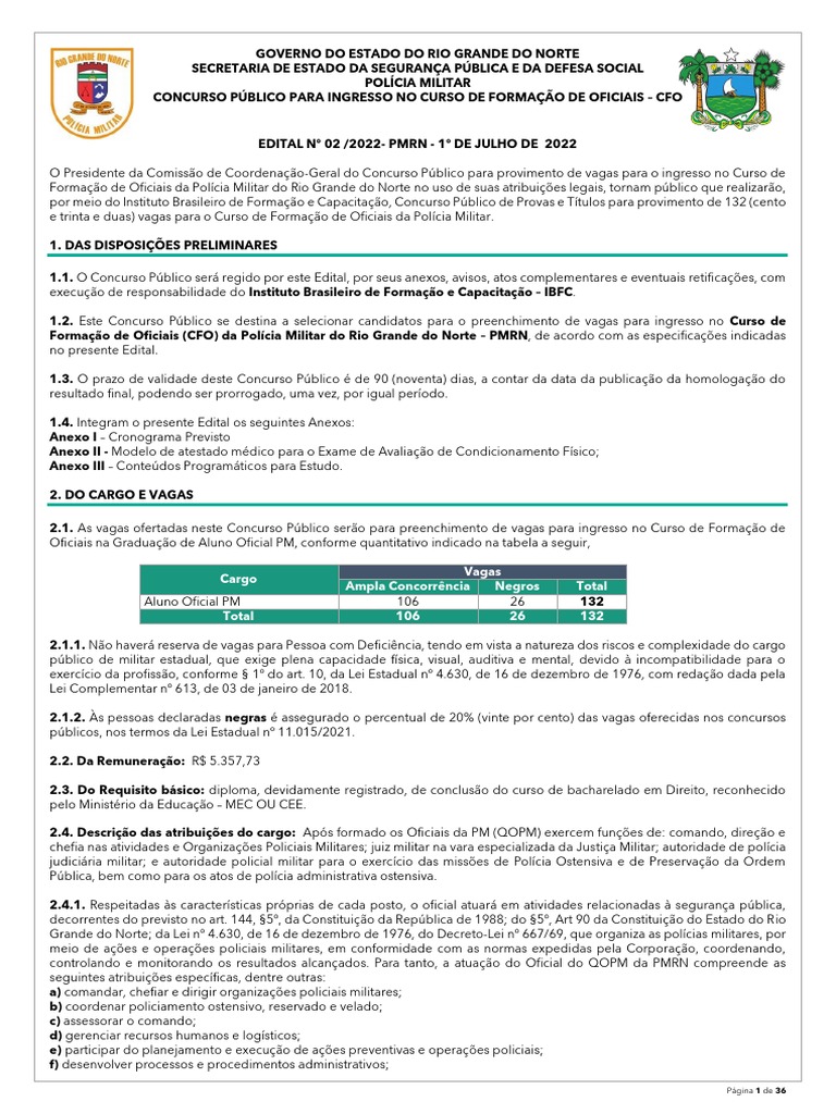 Edital Oficial PMRN 30.06 Final v2 PDF | PDF | Polícia | Polícia militar