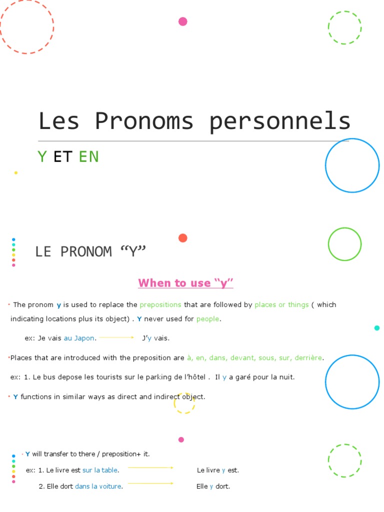 Les Pronoms Personnels y Et en | PDF | Composant | Sémantique