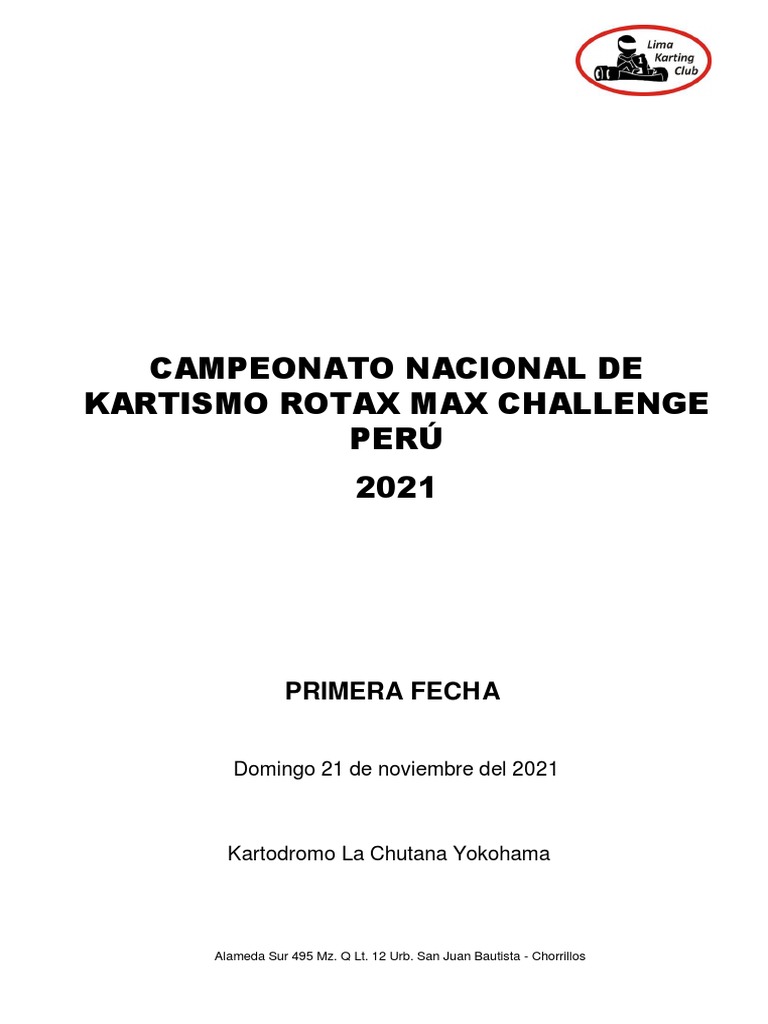 Reglamento de la Primera Fecha del Campeonato Nacional de Kartismo ...