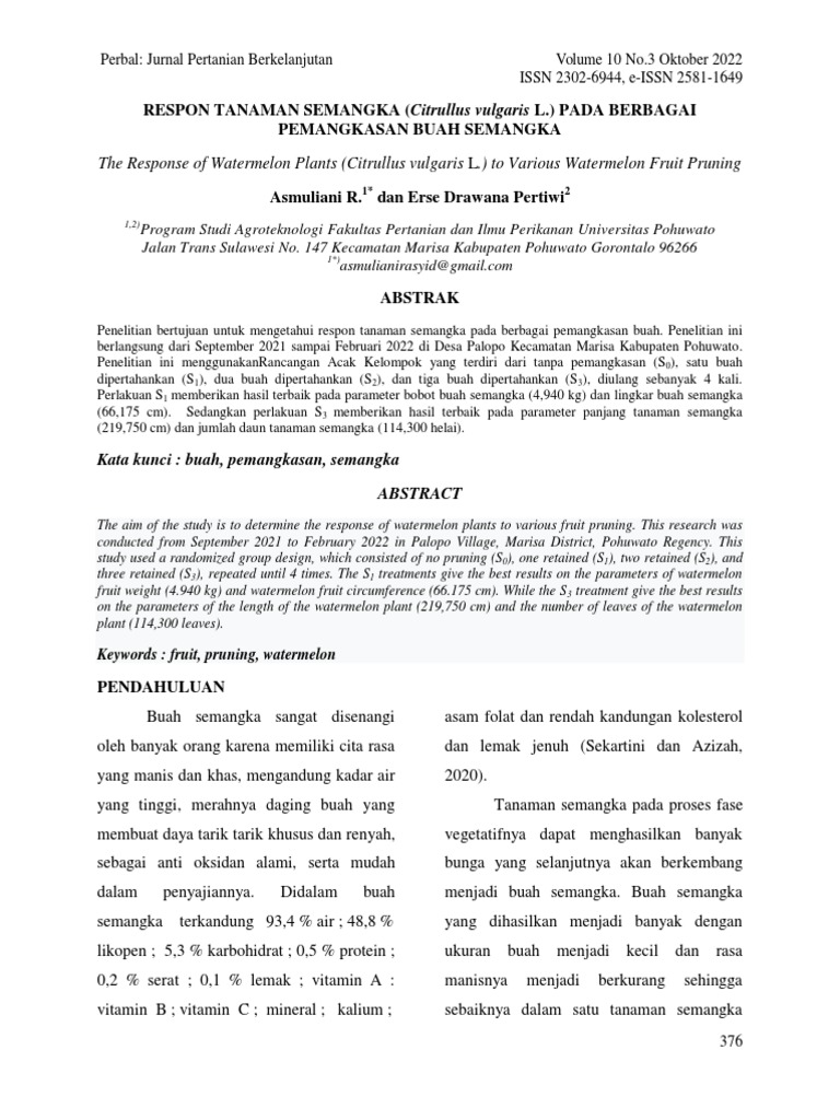 Jurnal Pertanian Berkelanjutan PDF | PDF