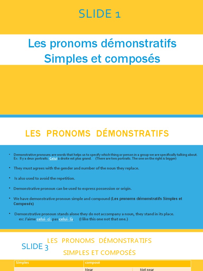 French Demonstrative Pronouns Guide | PDF | Grammatical Gender ...