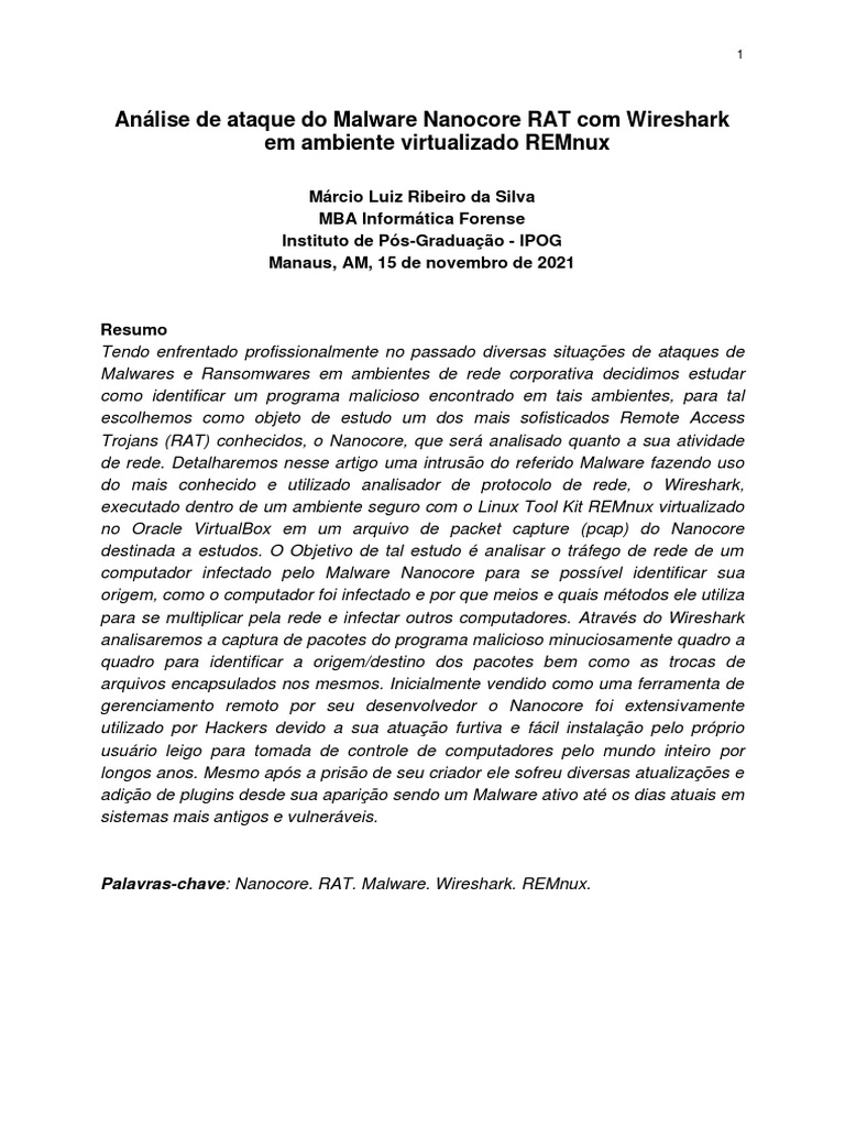 Análise do Malware Nanocore em REMnux | PDF | Máquina virtual | Plug-in ...