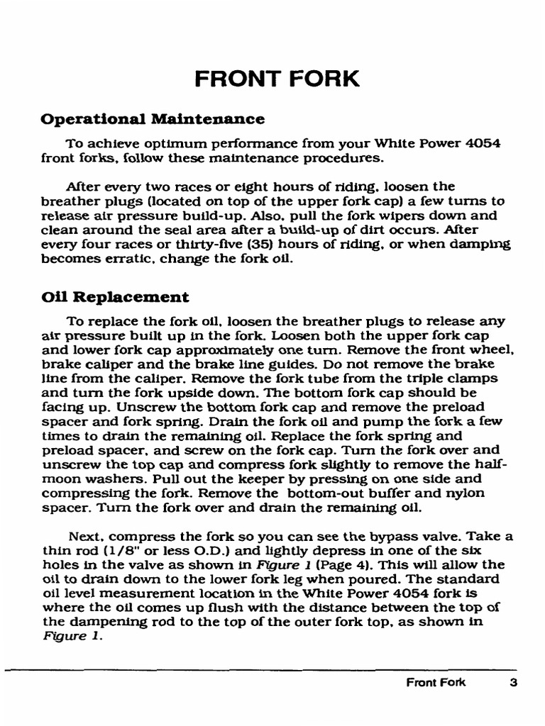 WP 4054 Fork Oil Maintenance Guide | PDF