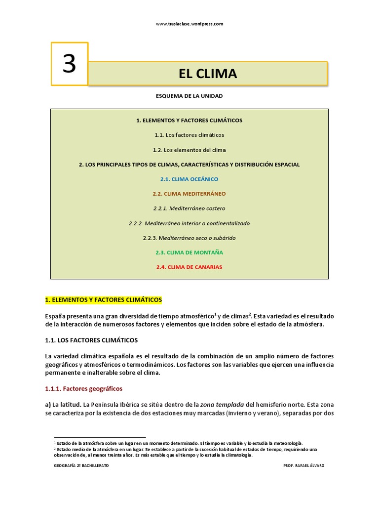 TEMA 3-TeorÃ A - El-Clima | PDF | Clima | Herida