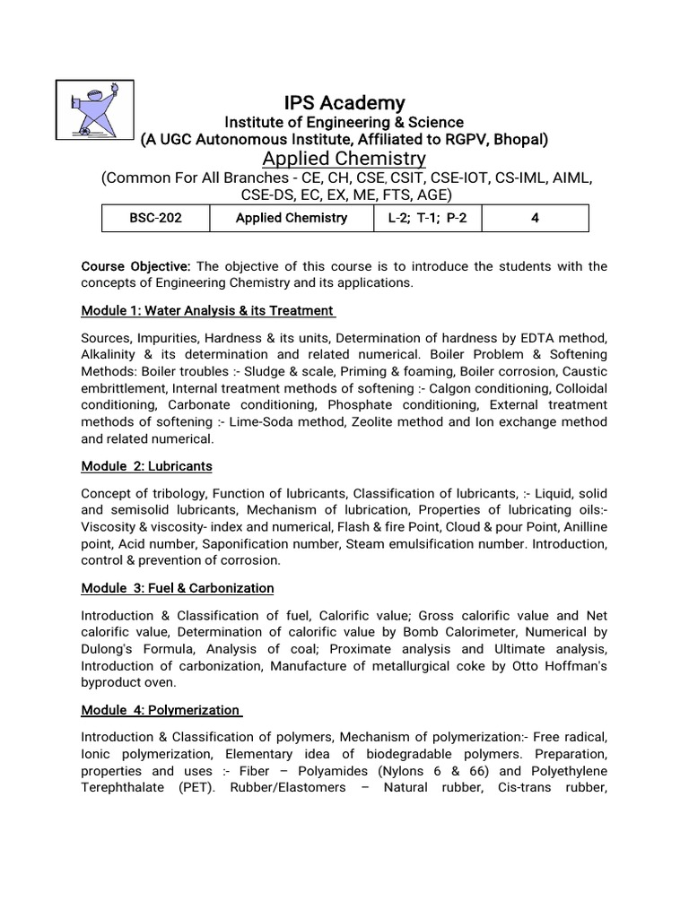 BOS Feb 2022 Applied Chemistry Syllabus | PDF | Polymers | Chemistry