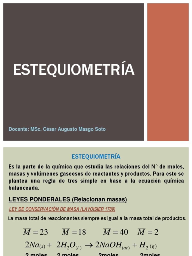 Clase 2 - Estequiometría | PDF | Estequiometría | Combustión