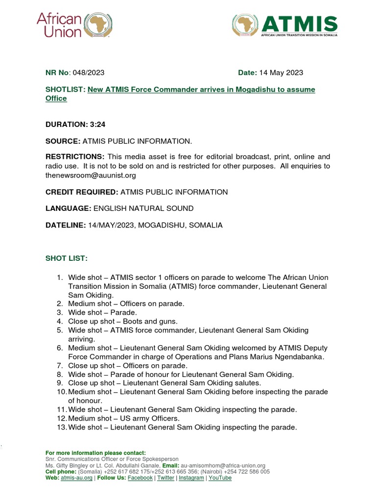 New ATMIS Force Commander Arrives in Mogadishu To Assume Office | PDF | Somalia | Mogadishu