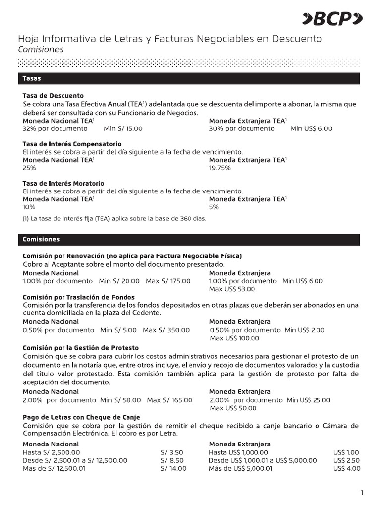 Bcp-Letras en Descuento PDF | PDF