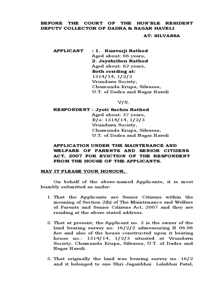 Senior Citizen Application Before Tribunal | PDF | Justice | Crime ...