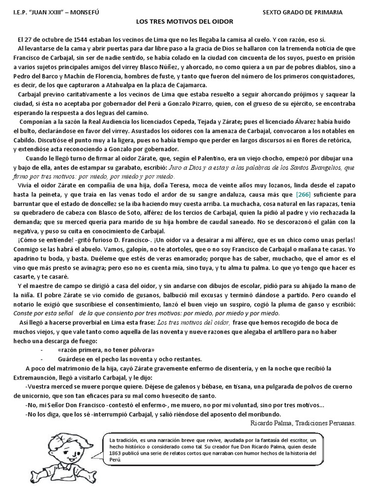 Los Tres Motivos Del Oidor | PDF | América del Sur | Colonización ...