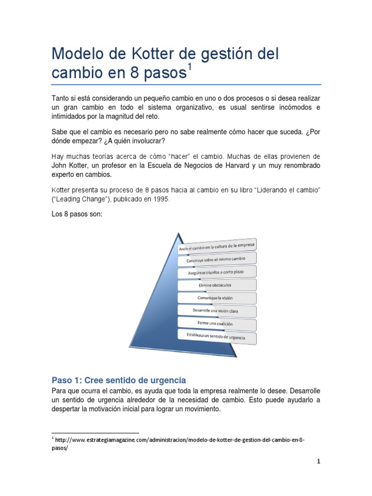 Modelo de Kotter Gestion Del Cambio | PDF