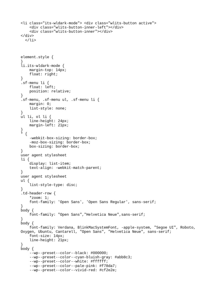Stylesheet Analyis: Styling Elements for Dark Mode Toggle Button | PDF | Design | Communication ...