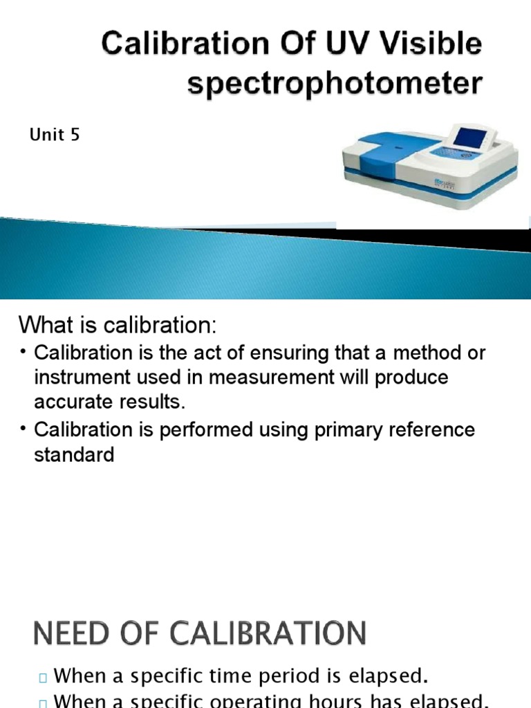 Calibration of Uv Visible Spectrophotometer | PDF | Ultraviolet | Absorbance