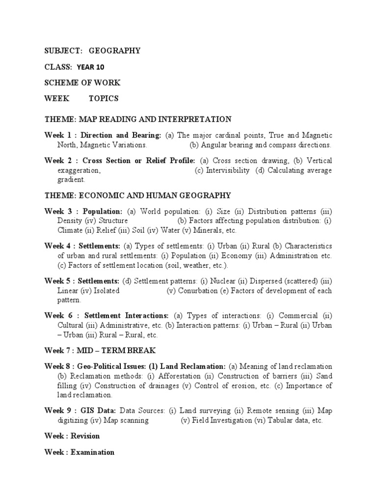 SS1 Geography Third Term Scheme | PDF