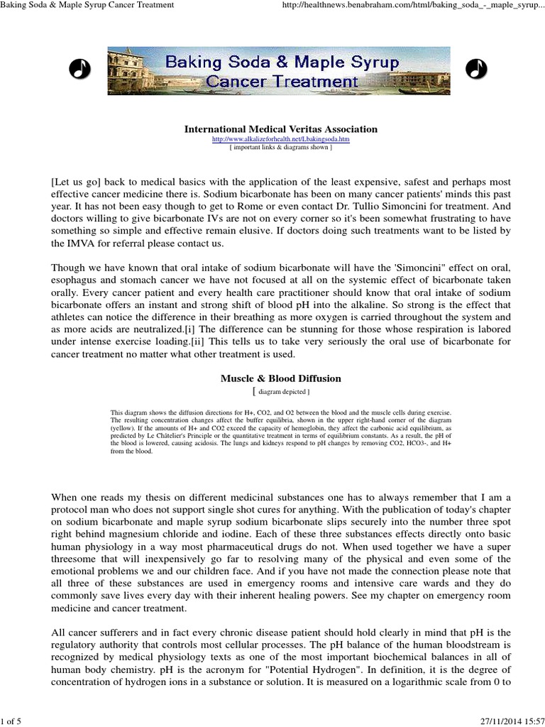 Baking Soda & Maple Syrup Cancer Treatment | PDF