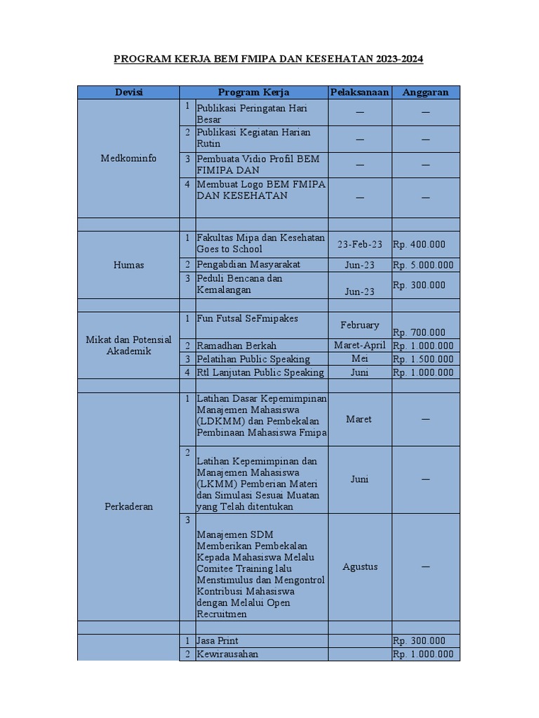 Program Kerja Bem | PDF