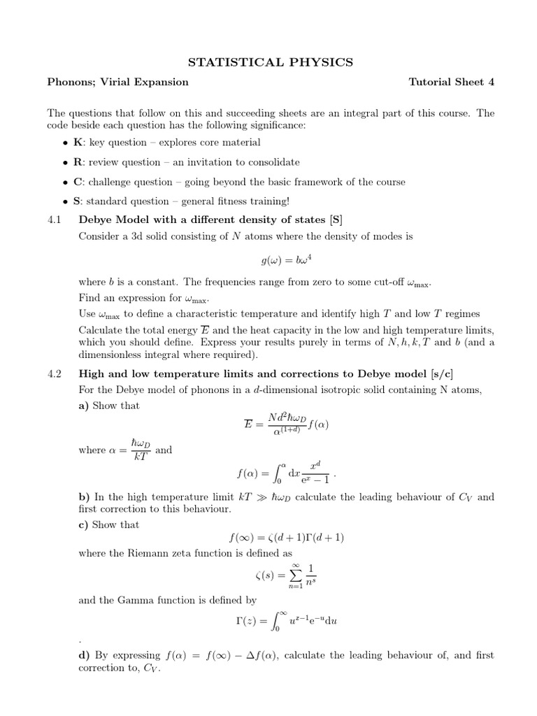 Statistical Mechanics Notes | PDF | Physical Quantities | Applied And ...