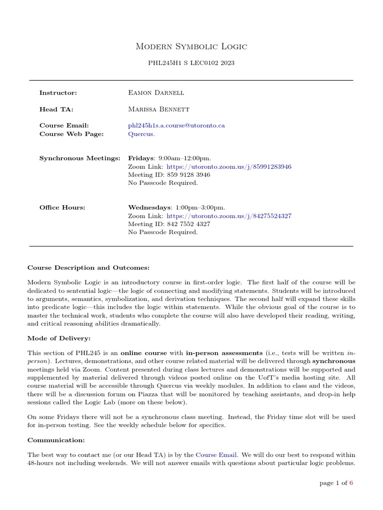 PHL245 SG E.Darnell 2023 S | PDF | First Order Logic | Logic