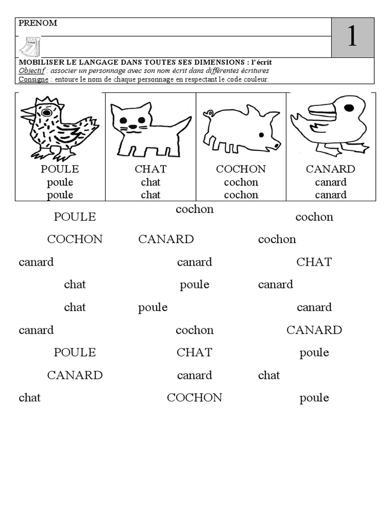GS - Lecture - Noms Personnages Différentes Écritures | PDF