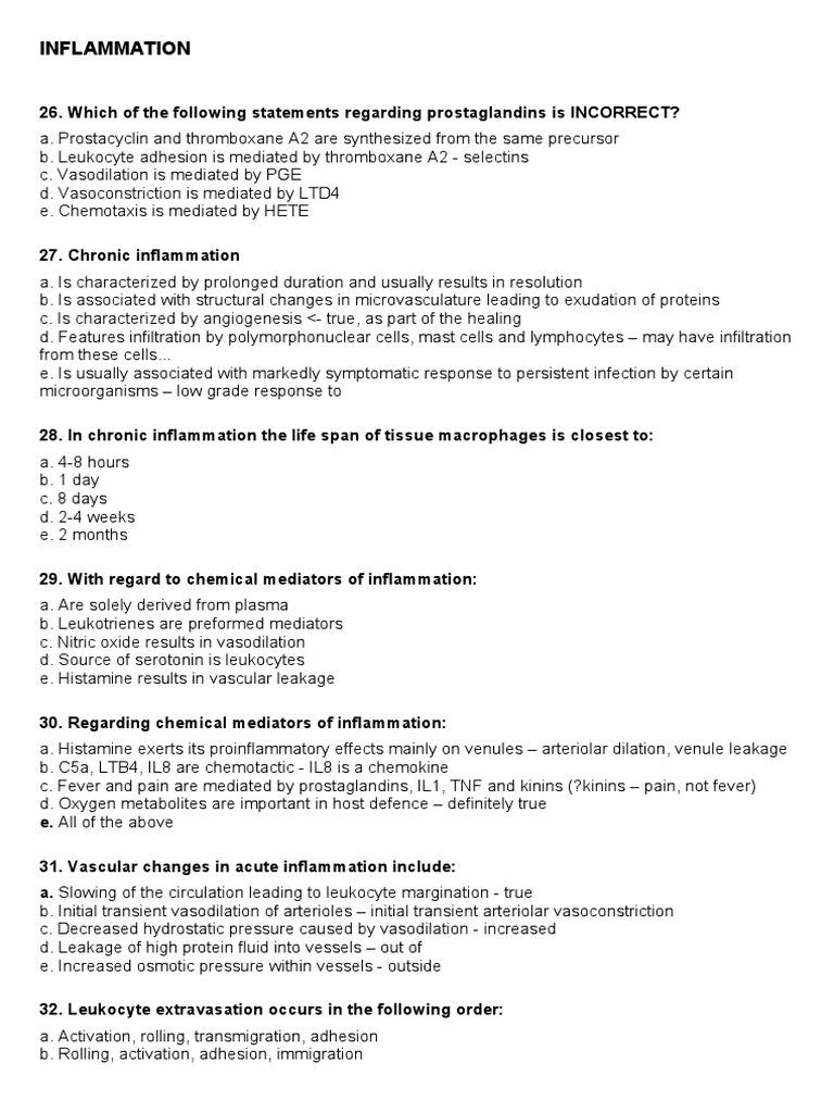 Inflammation Mcqs Explained | PDF | Inflammation | Cell Adhesion