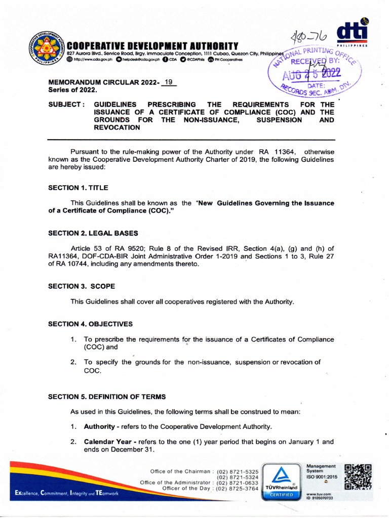 Mc-2022-19-Npo-1 Cda Coc PDF | PDF