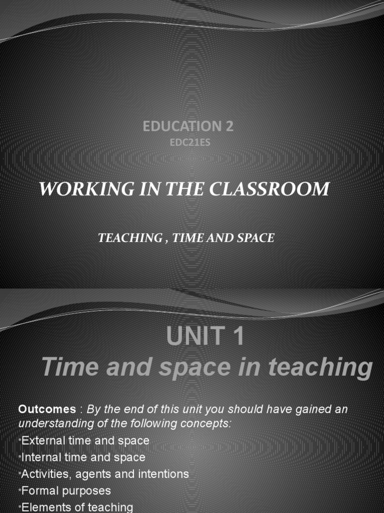 Organizing Time and Space in Teaching | PDF | Learning | Intention
