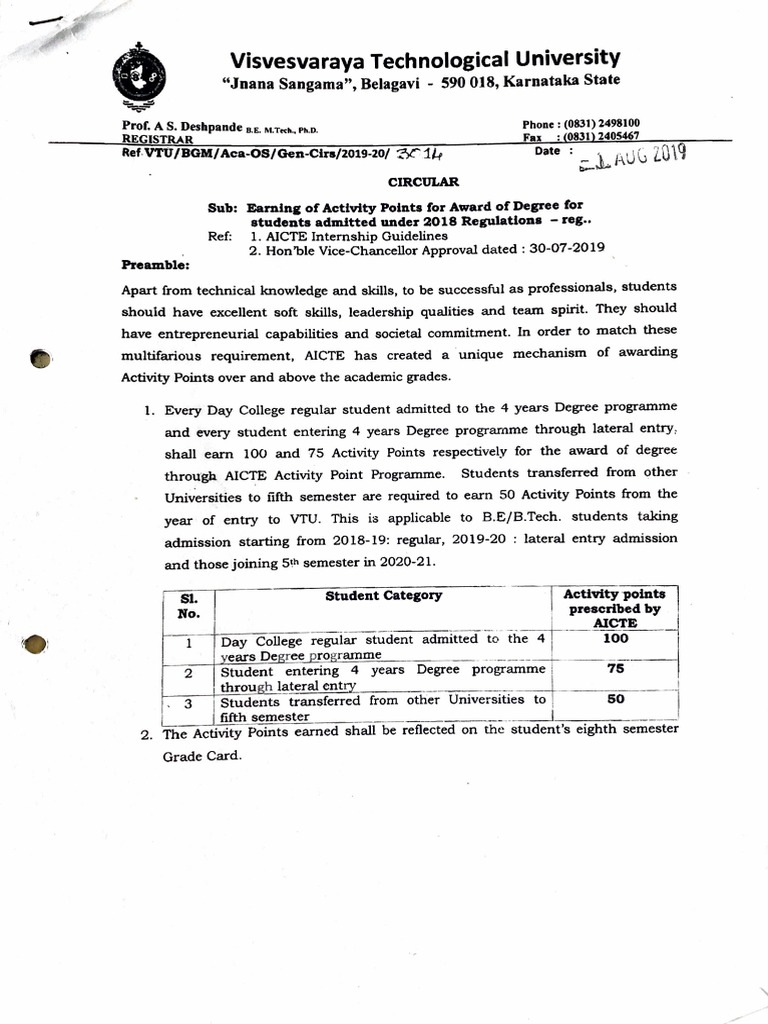 Activity Points Circular | Download Free PDF | Academic Degree