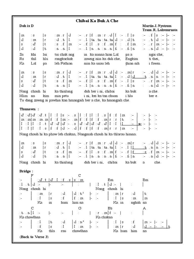 Chibai Ka Buk A Che Lyrics | PDF | Teaching Methods & Materials