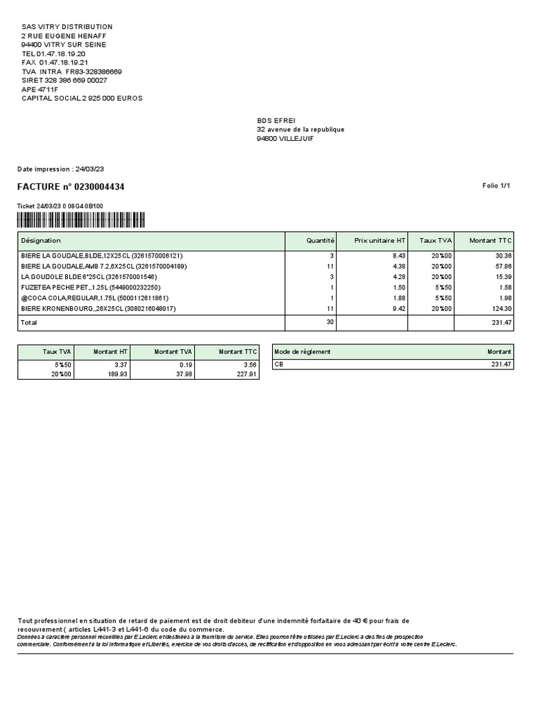 Facture Leclerc | PDF