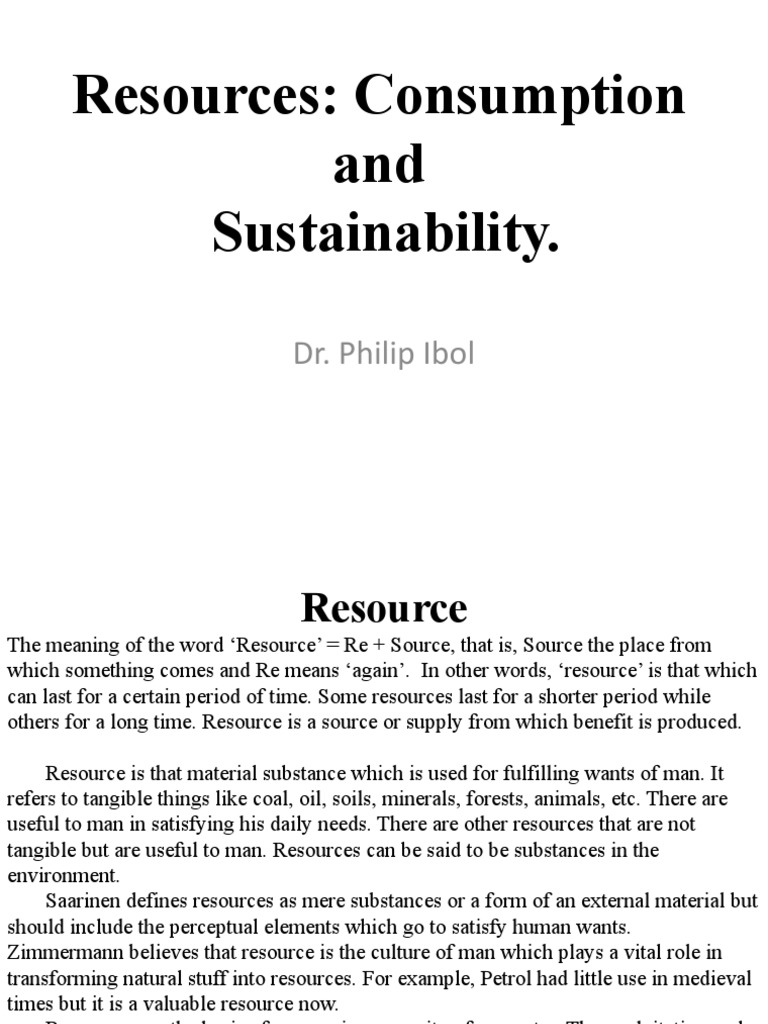 Resources Consumption and Sustainability | PDF | Resource | Solar Energy