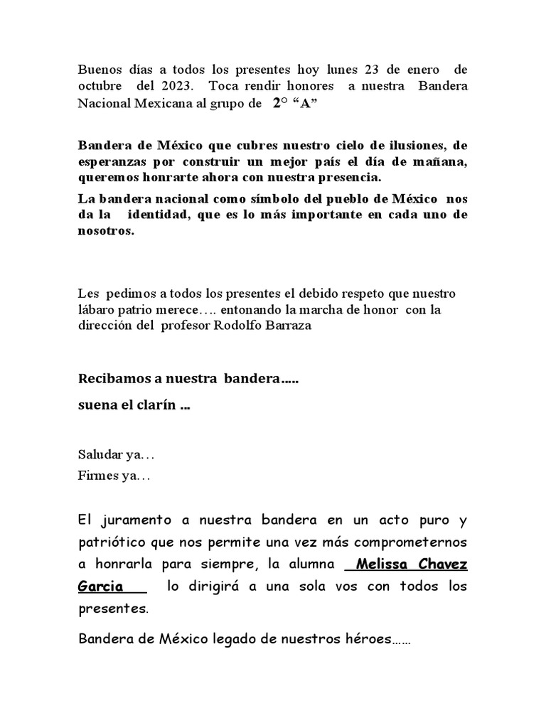 Honores A La Bandera | PDF