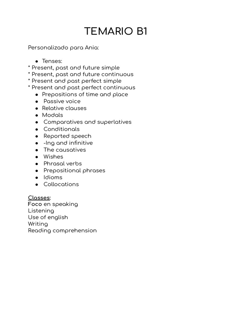 Temario B1 PDF | PDF