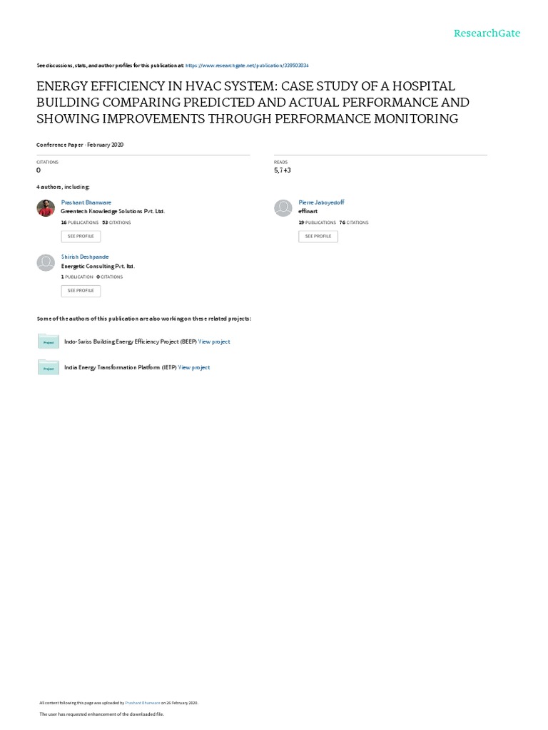 HVAC Energy Efficiency in Hospitals | PDF | Efficient Energy Use ...