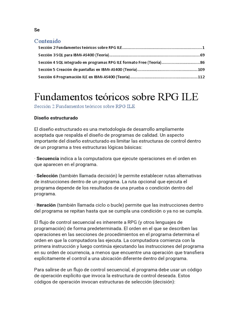 RPG Free SQL | PDF | Programación | Programa de computadora