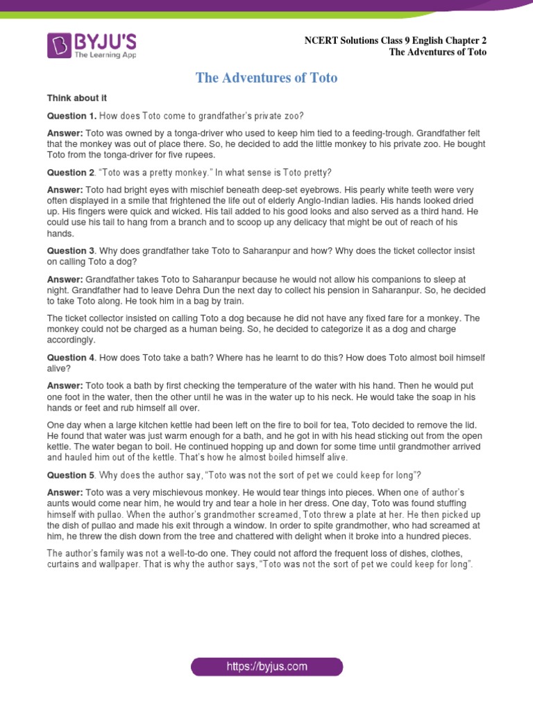 Chapter-2 (The Adventure of Toto) | PDF