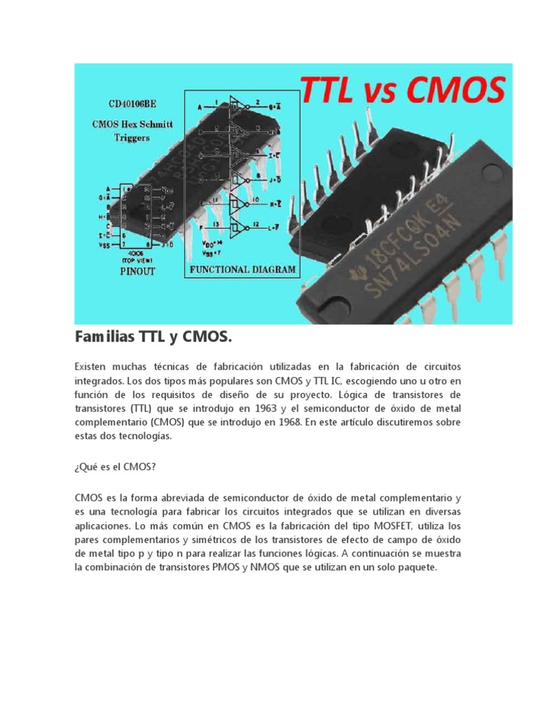 TTL vs CMOS: Comparativa de Tecnologías | PDF