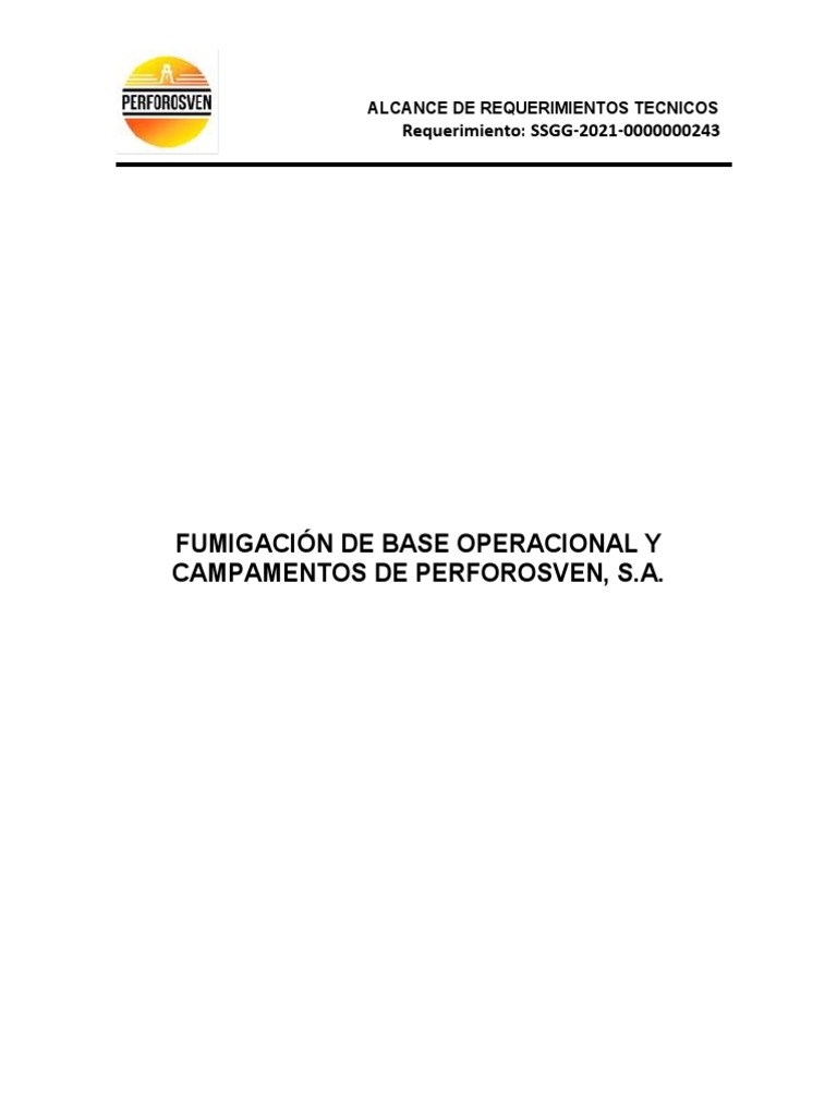 Alcance de Requerimientos Tecnicos Fumigacion | PDF | Pesticida Alcance de Requerimientos Tecnicos Fumigacion | PDF | Pesticida