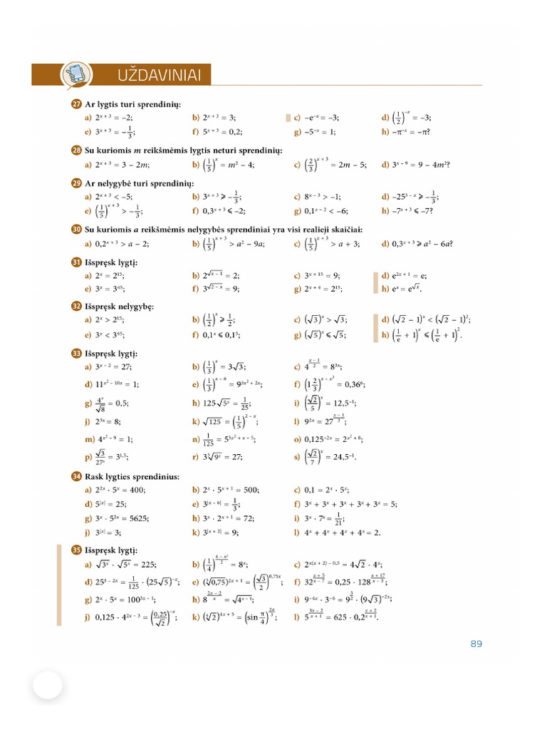 Rodiklinės Lygtys Ir Nelygybės | PDF