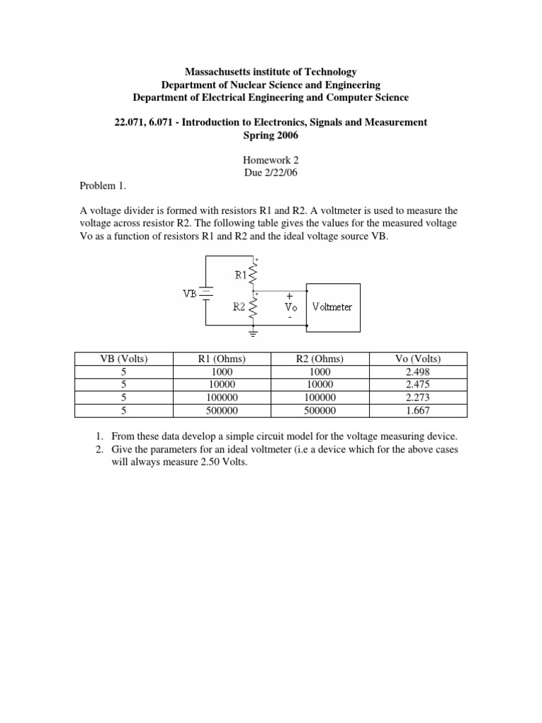 HW 2 | PDF | Voltage | Resistor