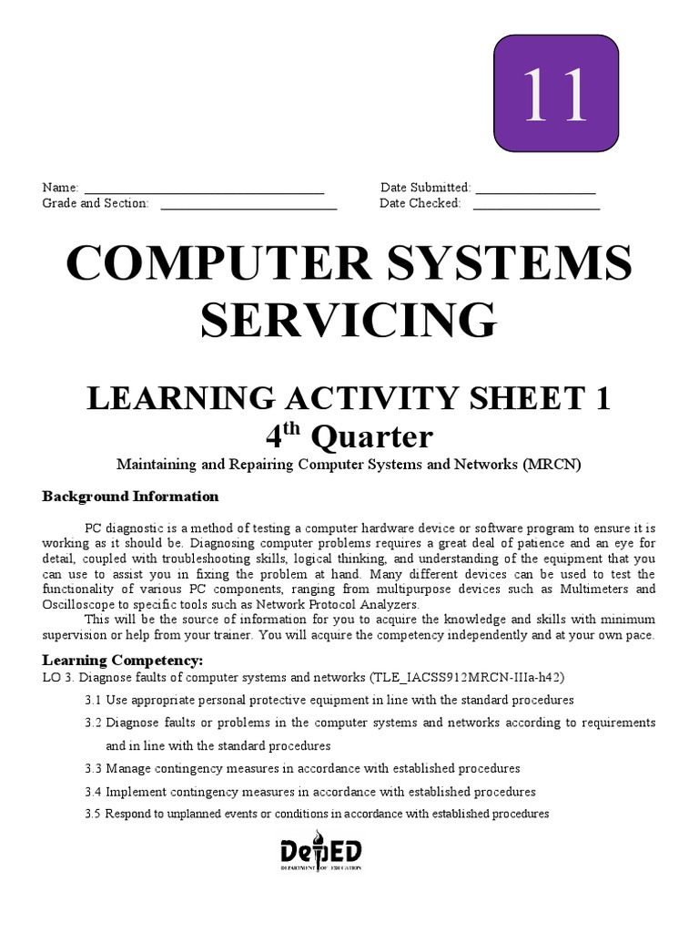 Q4-CSS11 - Las 1 | PDF | Computer Hardware | Operating System