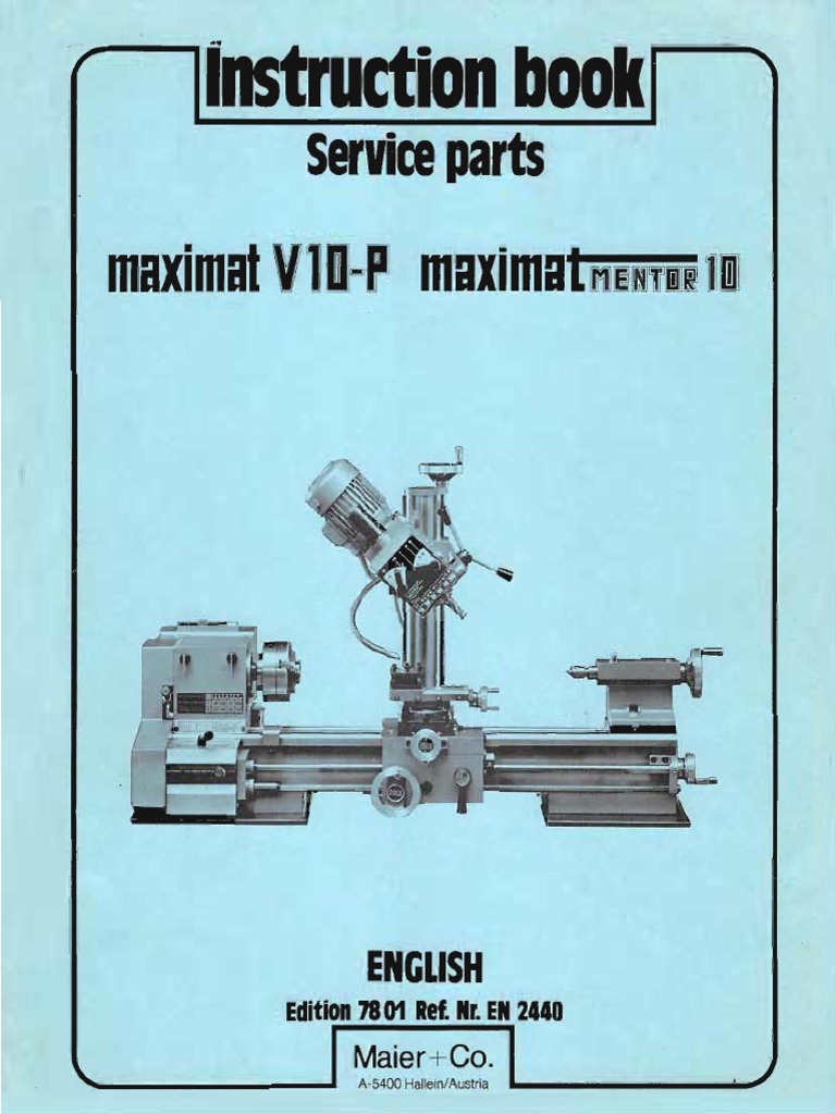 Maximat V10P Instruction Manual RED | PDF