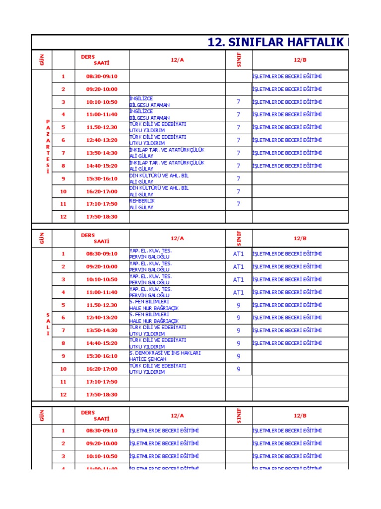 12.sinif Ders Programi | PDF