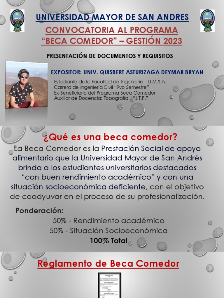 Presentacion Beca Comedor Bryan PDF | PDF | Trabajo Social
