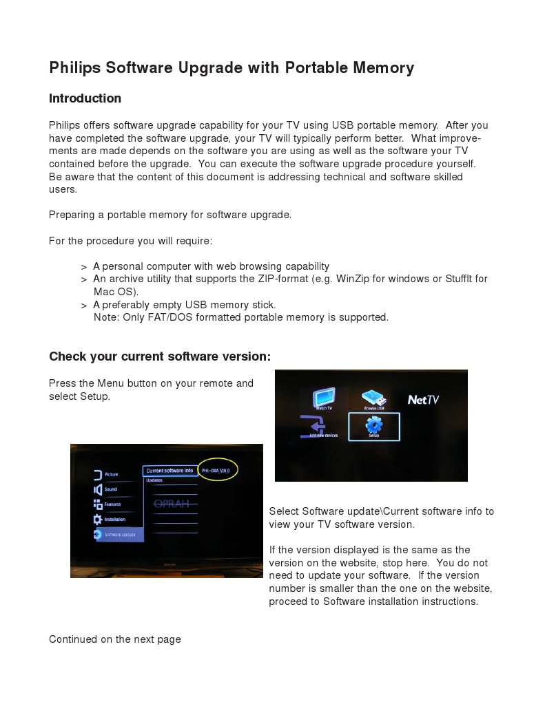 Philips TV USB Software Upgrade Guide | PDF | Business