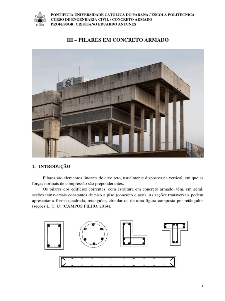 III - Pilares em Concreto Armado | PDF | Estresse (Mecânica) | Flexão ...