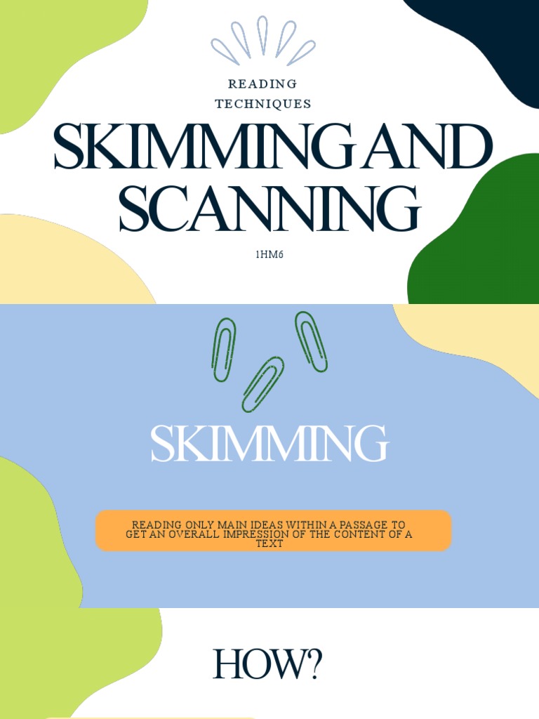Skimming and Scanning | PDF | Speed Reading | Written Communication