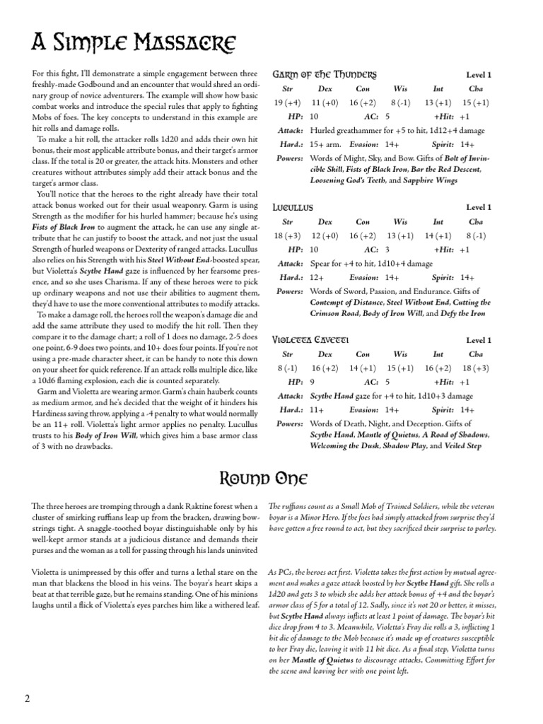 Godbound A Simple Example Fight | PDF